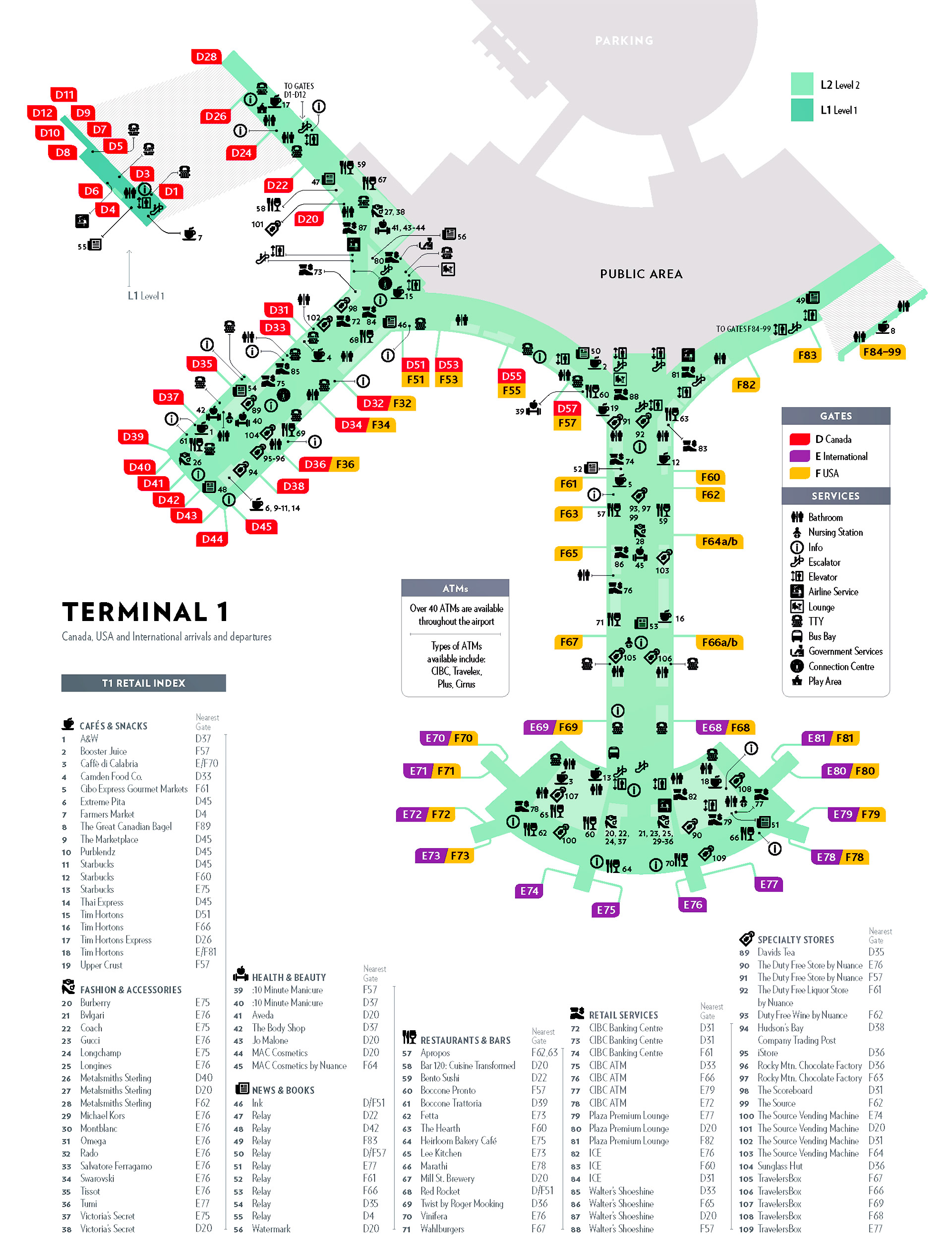 Terminal 1 Toronto Pearson International Airport YYZ Map Terminal 1 Toronto Pearson International Airport YYZ Map